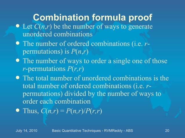Quantitative techniques basics of mathematics permutations and combinations_part ii_30 pages | PPT