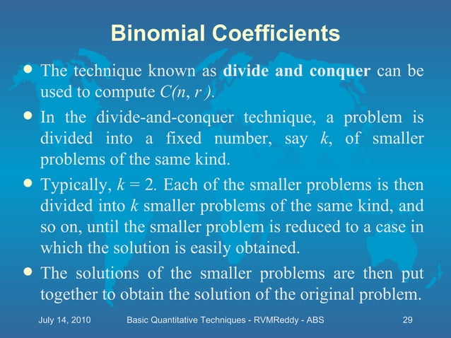 Quantitative techniques basics of mathematics permutations and combinations_part ii_30 pages | PPT