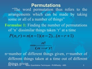 Quantitative techniques basics of mathematics permutations and ...