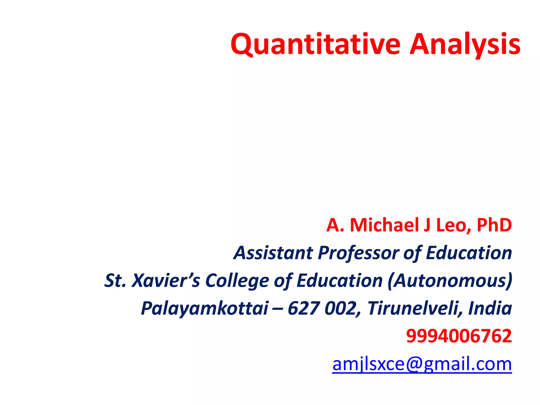 Quantitative Data Analysis Standard Error Effect Size Scales Of Measurement Ppt