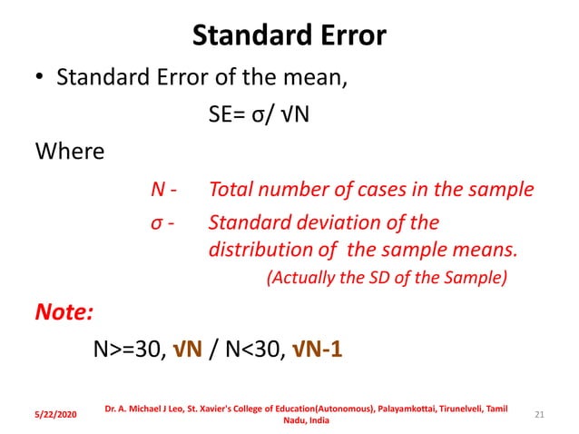 Quantitative data analysis, Standard Error, Effect Size, Scales of ...
