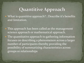 Quantitive approach and organizational behavior approach | PPTX