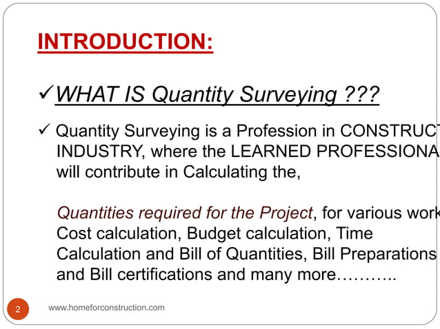 Quantity surveying course | PPTX