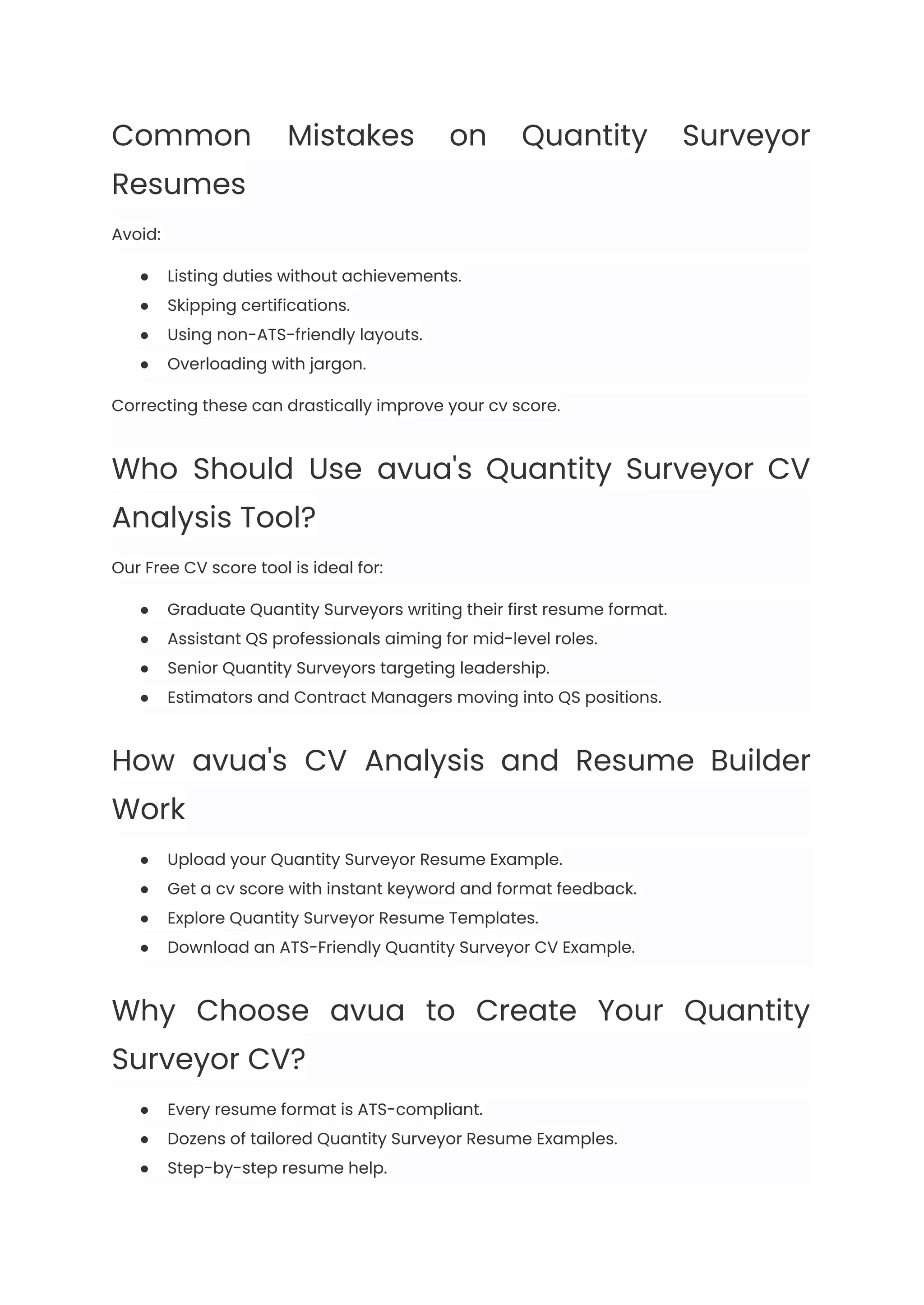 Quantity Surveyor Resume Examples & Writing Guide for 2025 | PDF