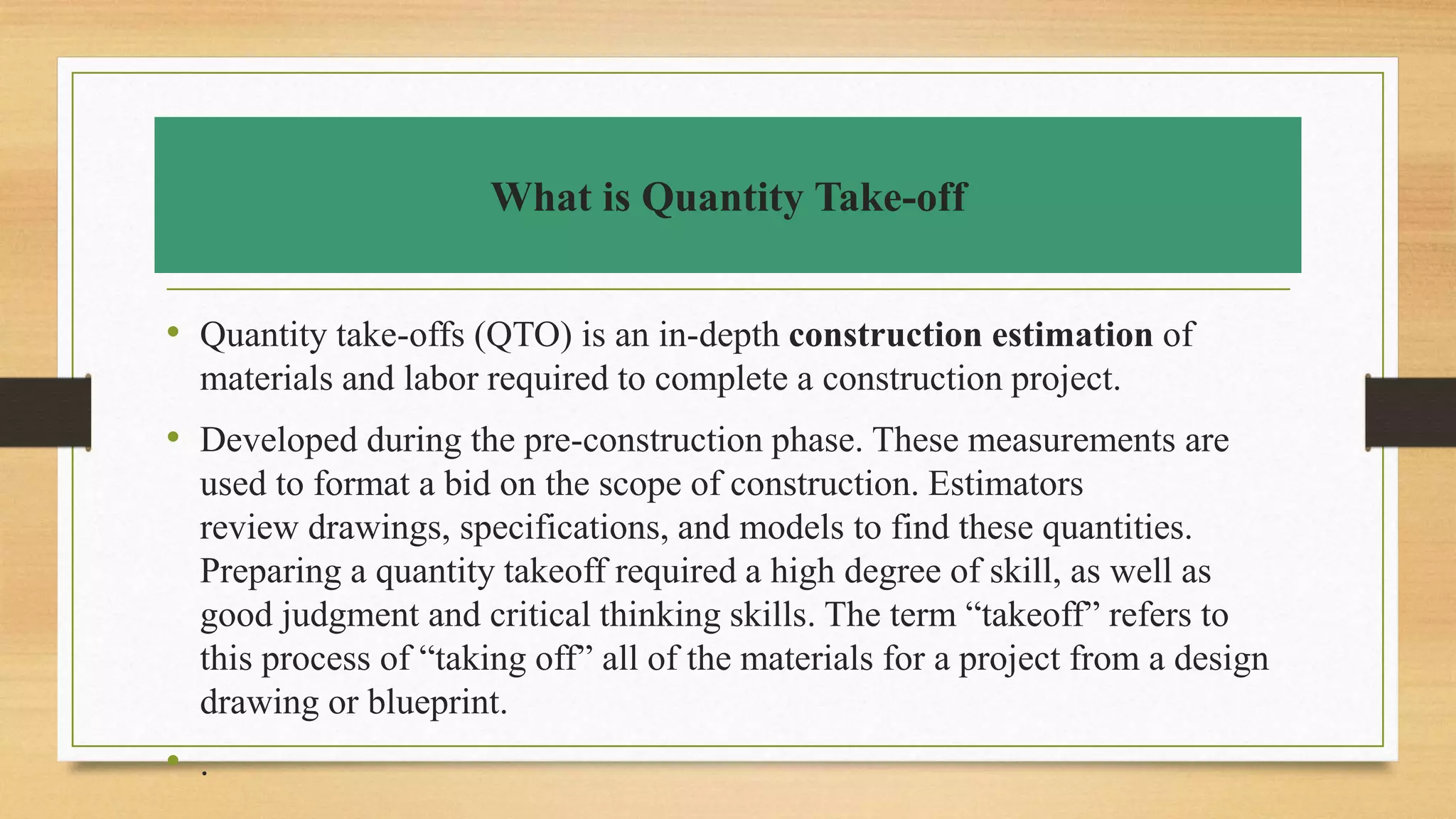 Quantity take off | PPTX