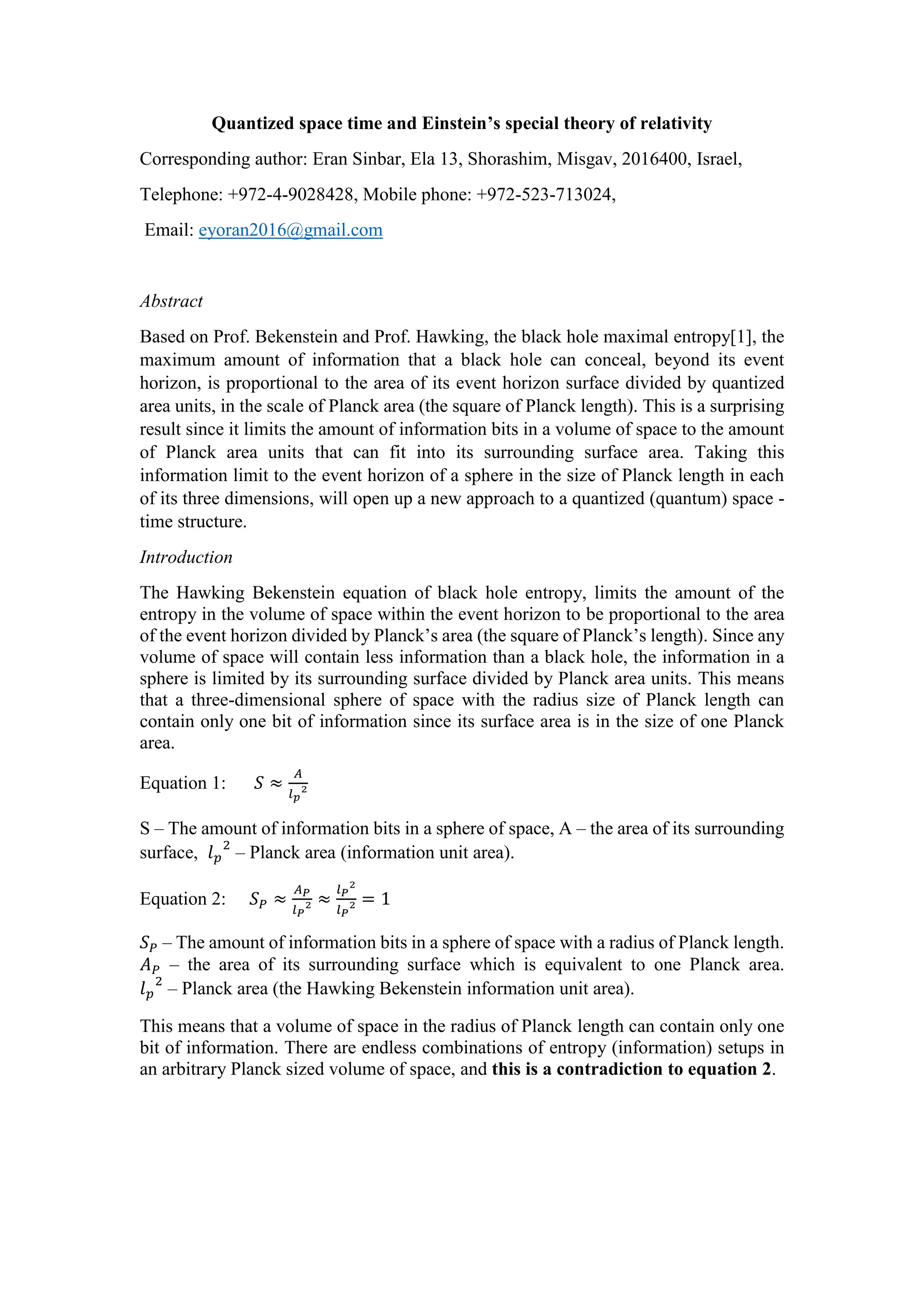 Quantized space time and Einstein's special theory of relativity.pdf