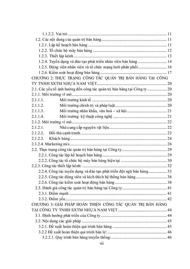 Phân tích công tác quản trị bán hàng tại công ty Nhựa Nam Việt. HAY! | DOCX