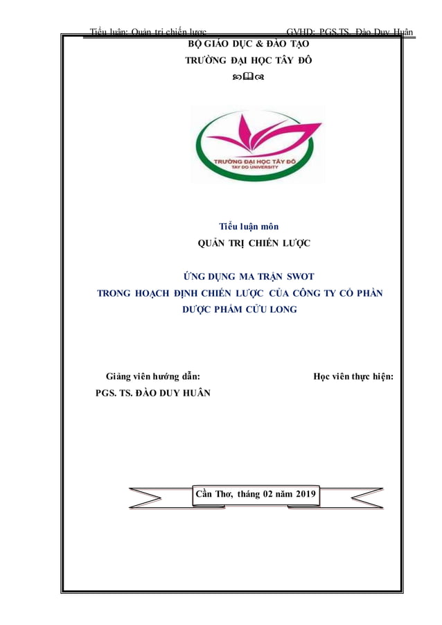 Ma trận SWOT trong chiến lược kinh doanh của Công ty Dược | DOCX