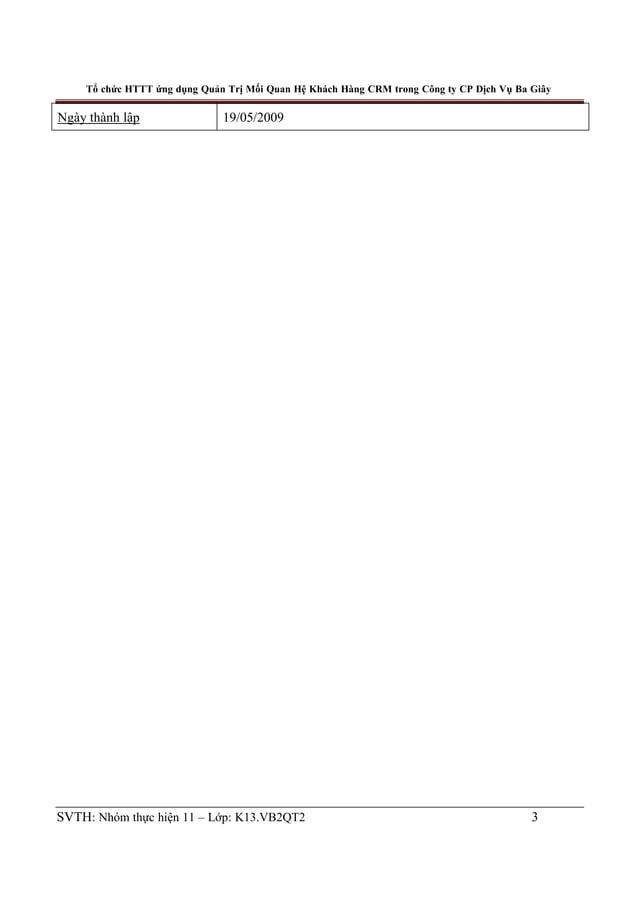 Tổ chức HTTT ứng dụng Quản Trị Mối Quan Hệ Khách Hàng CRM trong Công ty CP Dịch Vụ Ba Giây | PDF