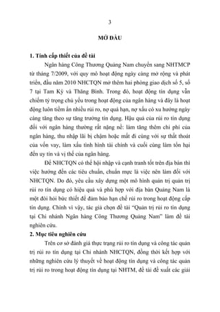 QUẢN TRỊ RỦI RO TÍN DỤNG TẠI NGÂN HÀNG CÔNG THƯƠNG QUẢNG NAM | PDF