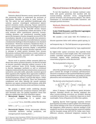 Quantum Lattice Simulations PHYSICS: Microcircuit Particle Formation ...