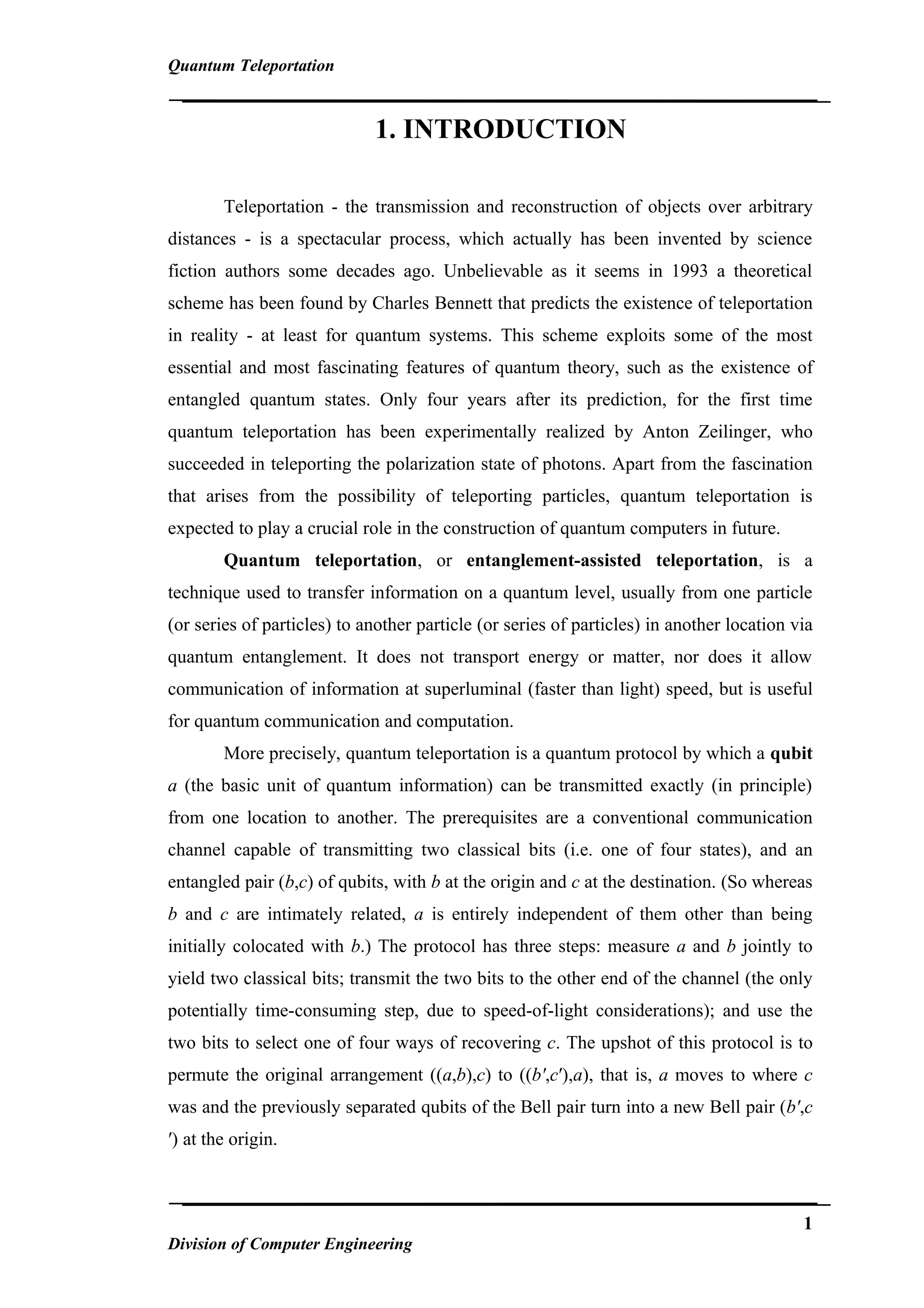 Quantum Teleportation | PDF