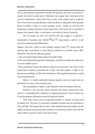 Quantum Teleportation | PDF