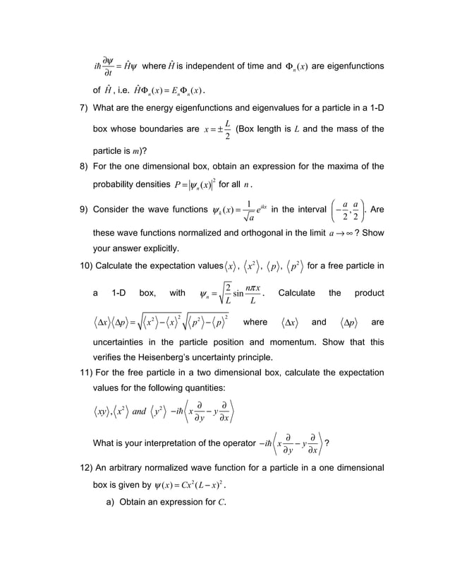 Quantum assignment | PDF | Physics | Science