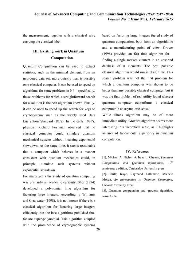 Quantum computation a review | PDF | Physics | Science