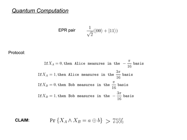 Quantum computation: EPR Paradox and Bell's Inequality | PDF
