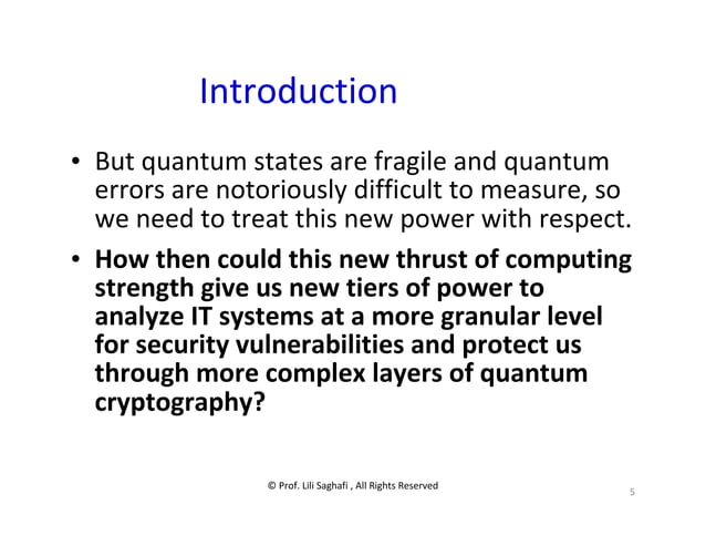 Cyber Security and Post Quantum Cryptography By: Professor Lili Saghafi | PDF | Chemistry | Science