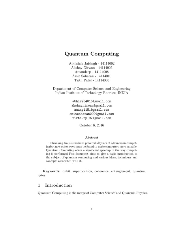Quantum Computing Report | PDF