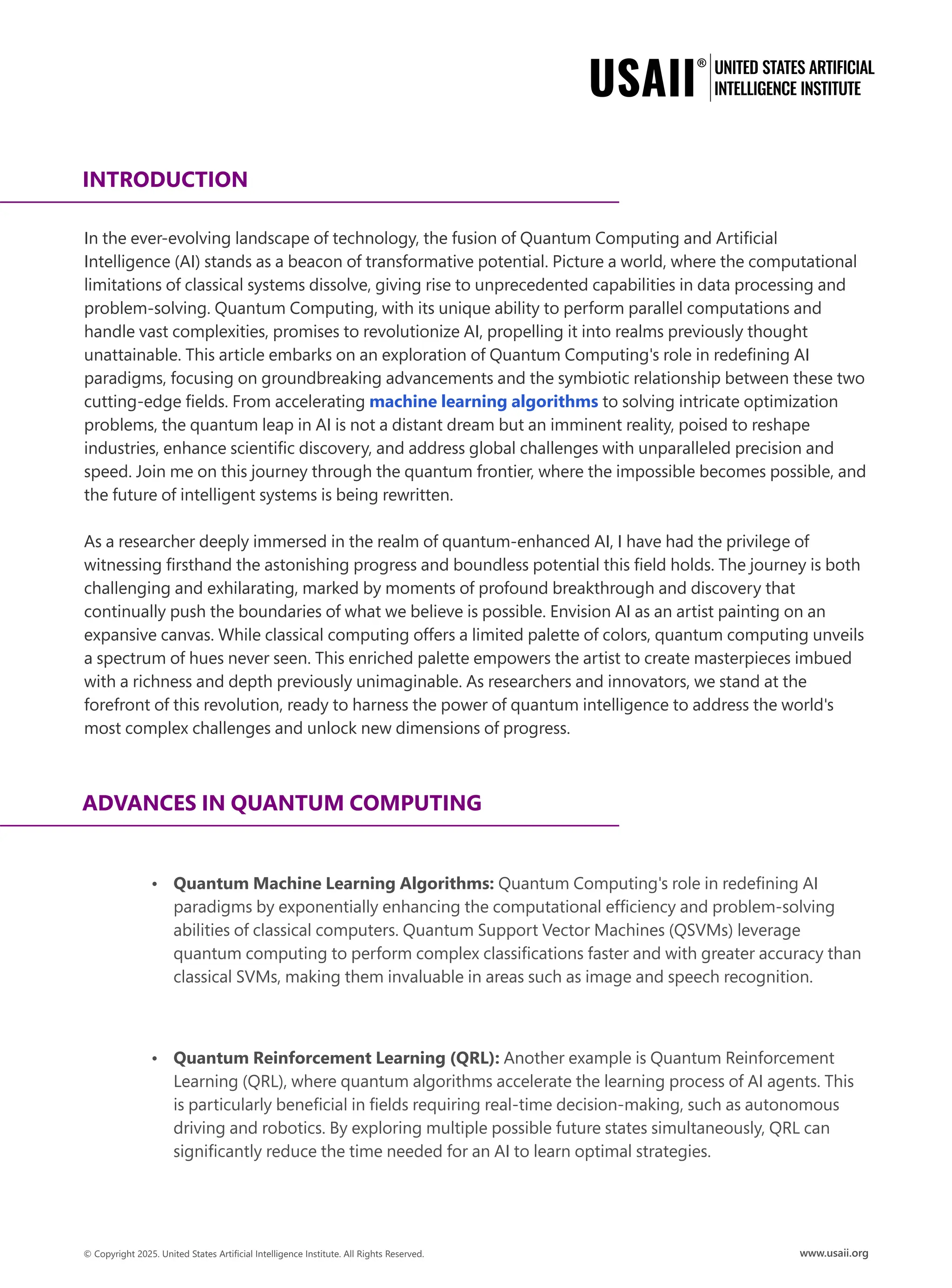 Quantum Computing & AI: Unleashing the Future | USAII® | PDF Quantum Computing & AI: Unleashing the Future | USAII® | PDF