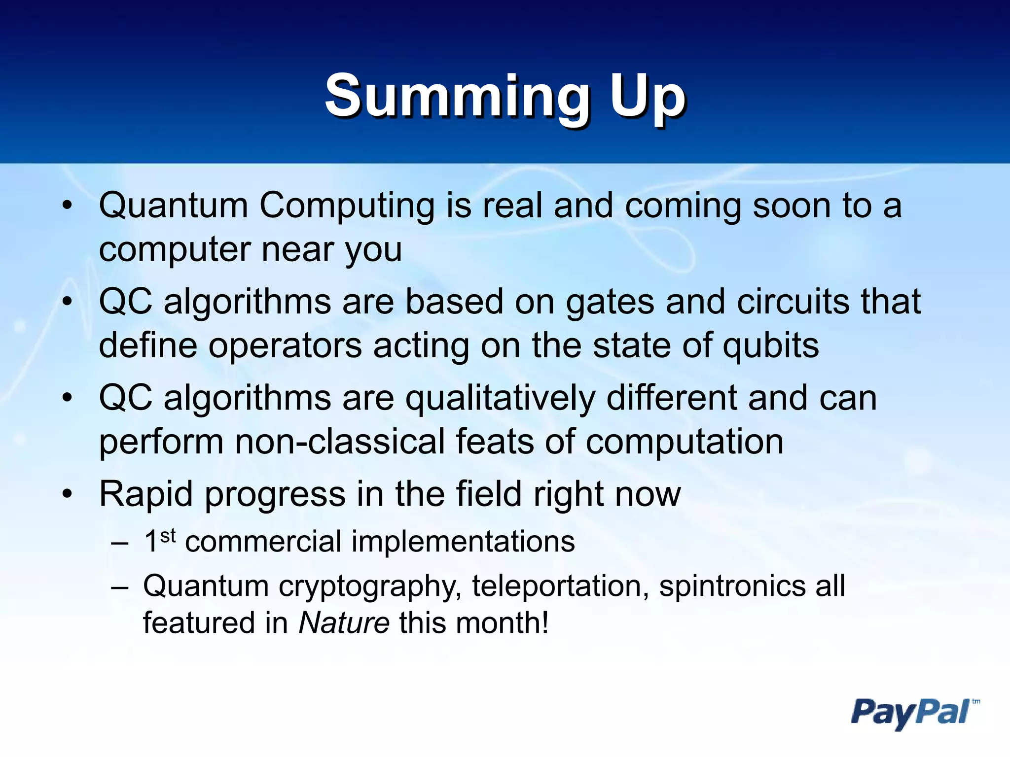 Quantum Computing in a Nutshell: Grover's Search and the World of Quantum Computing Part 1 | PPT