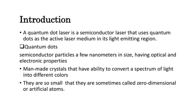 Quantum dot laser | PPTX | Physics | Science