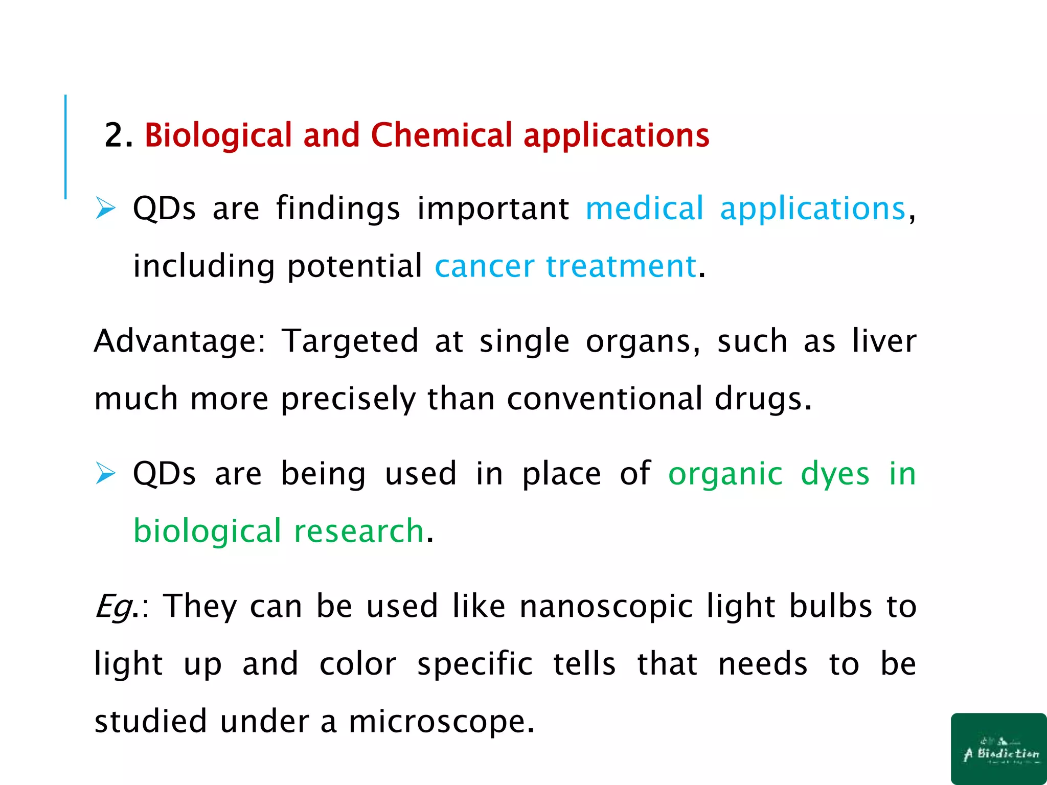 Quantum dots and its Applications | PPTX