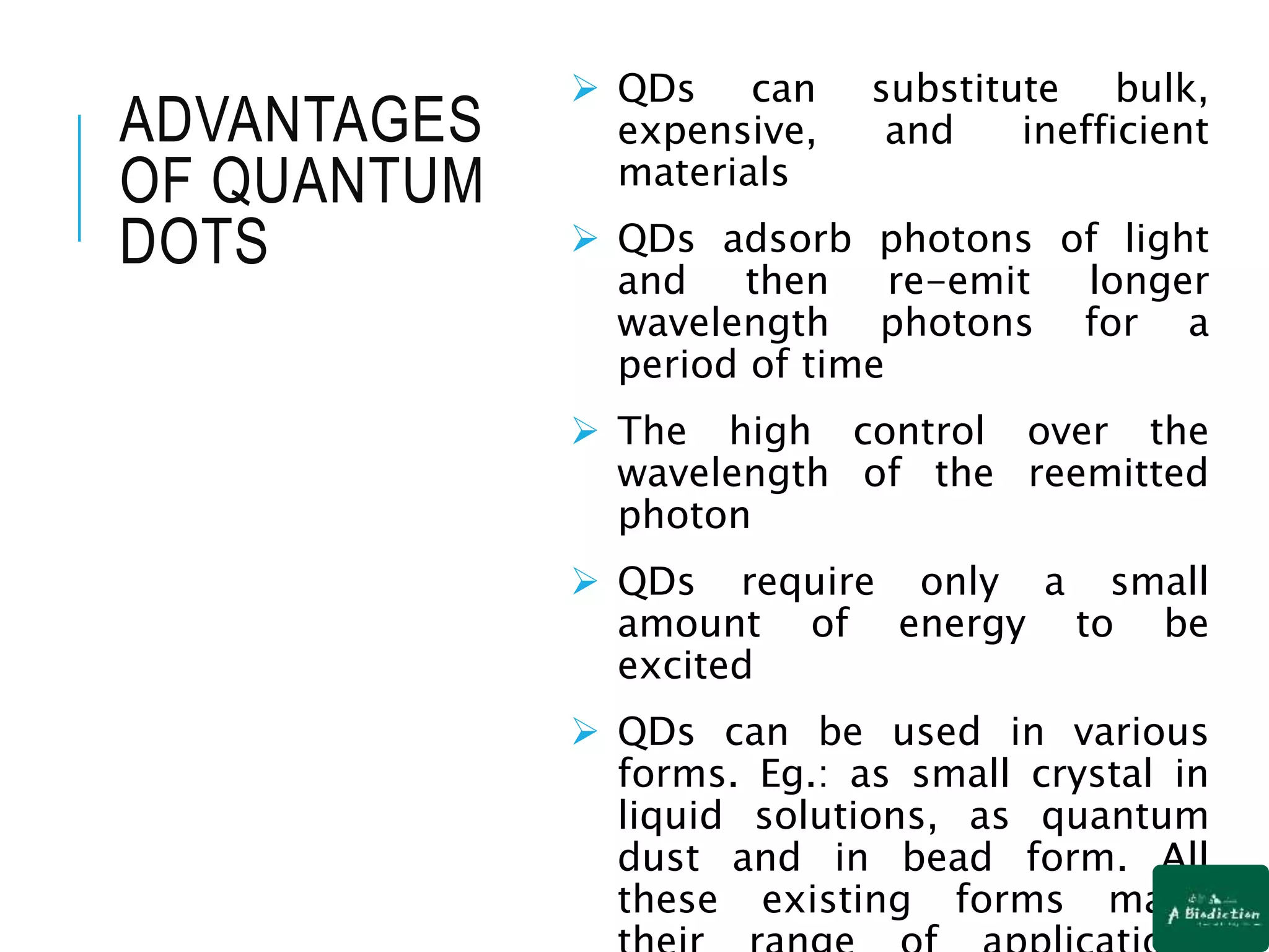 Quantum dots and its Applications | PPTX