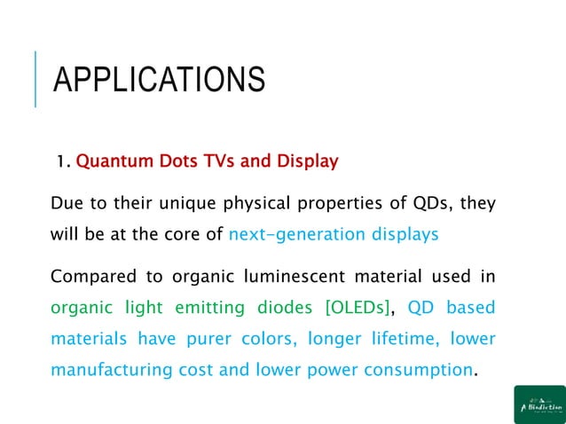 Quantum dots and its Applications | PPTX | Physics | Science