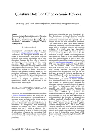 Quantum dots for optoelectronic devices - phdassistance | PDF