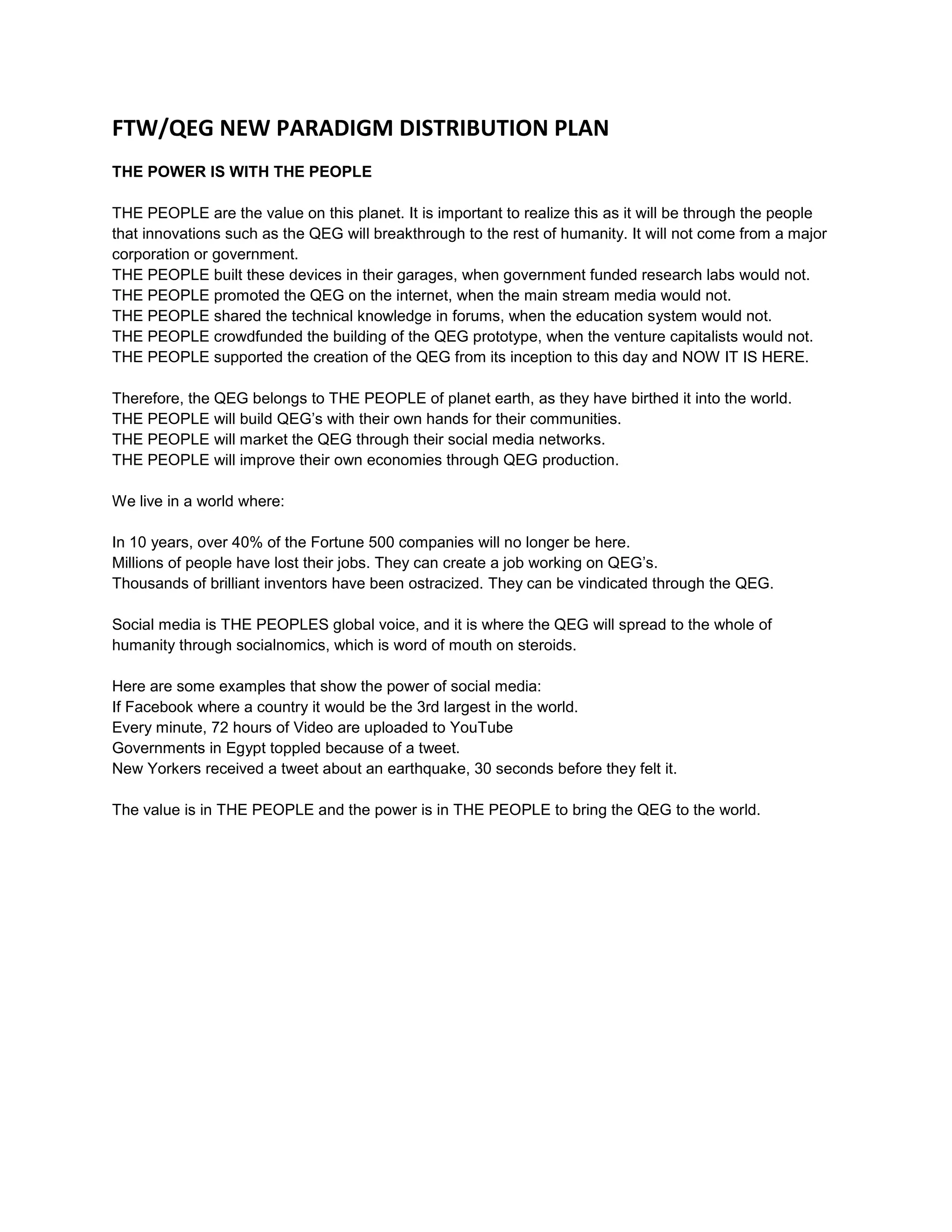 Quantum energy generator (qeg) new paradigm distribution guidelines | PDF