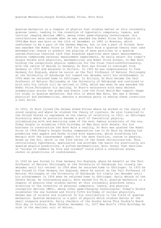 Quantum mechanics , _google doodle_, _nobel prize_, _born rule__ | DOC ...