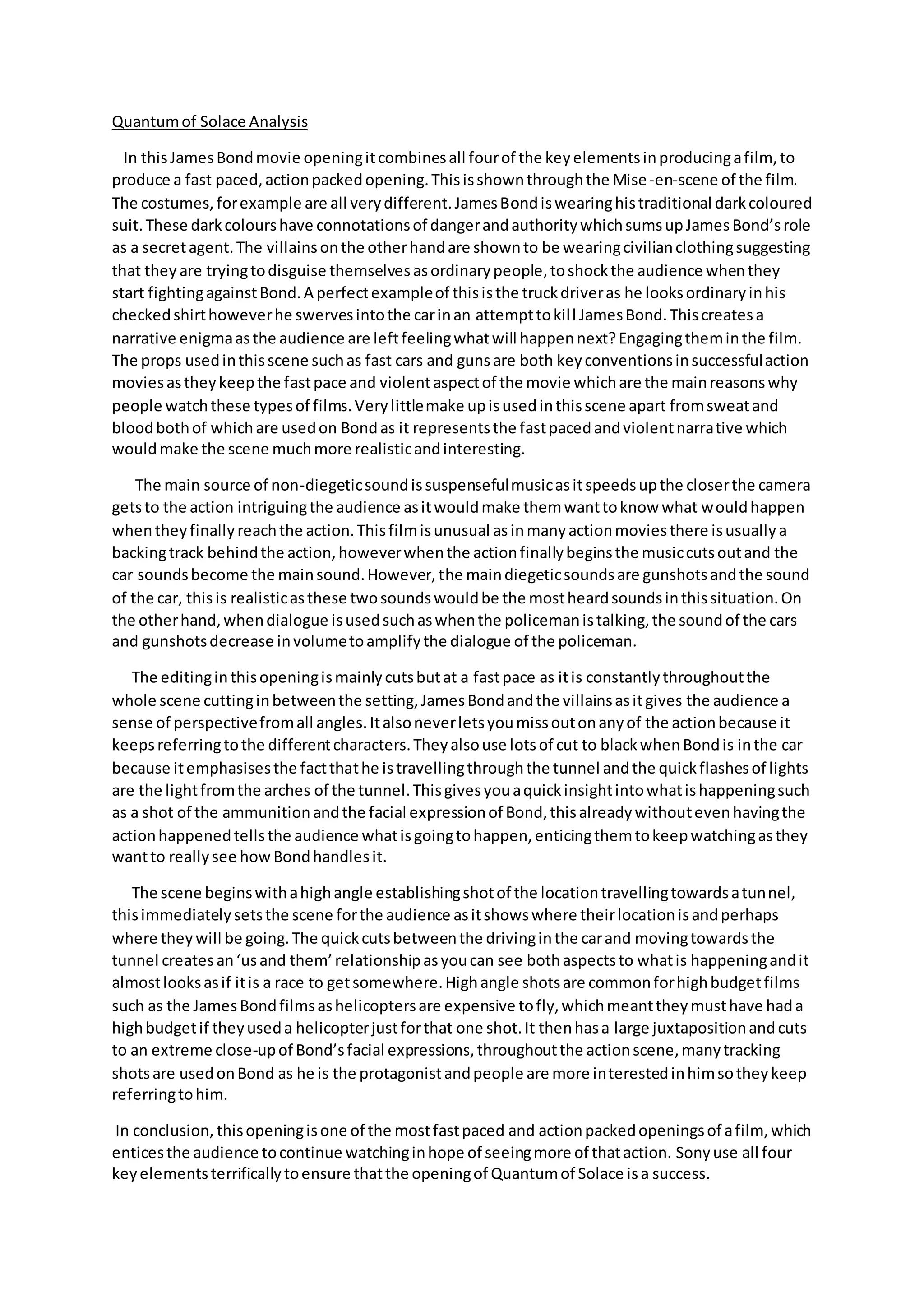 Quantum of Solace Analysis | PDF Quantum of Solace Analysis | PDF