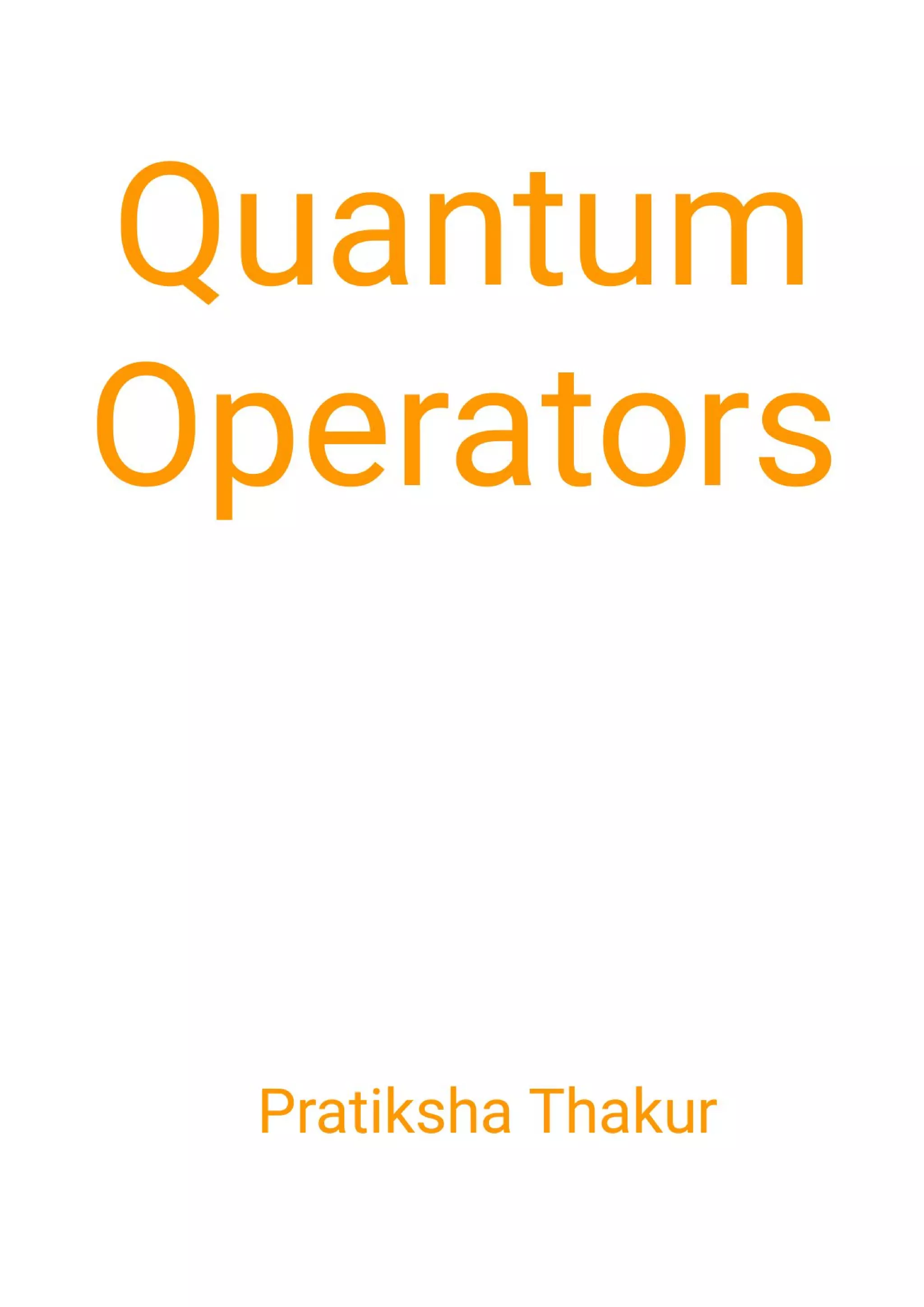 Quantum Operators | PDF