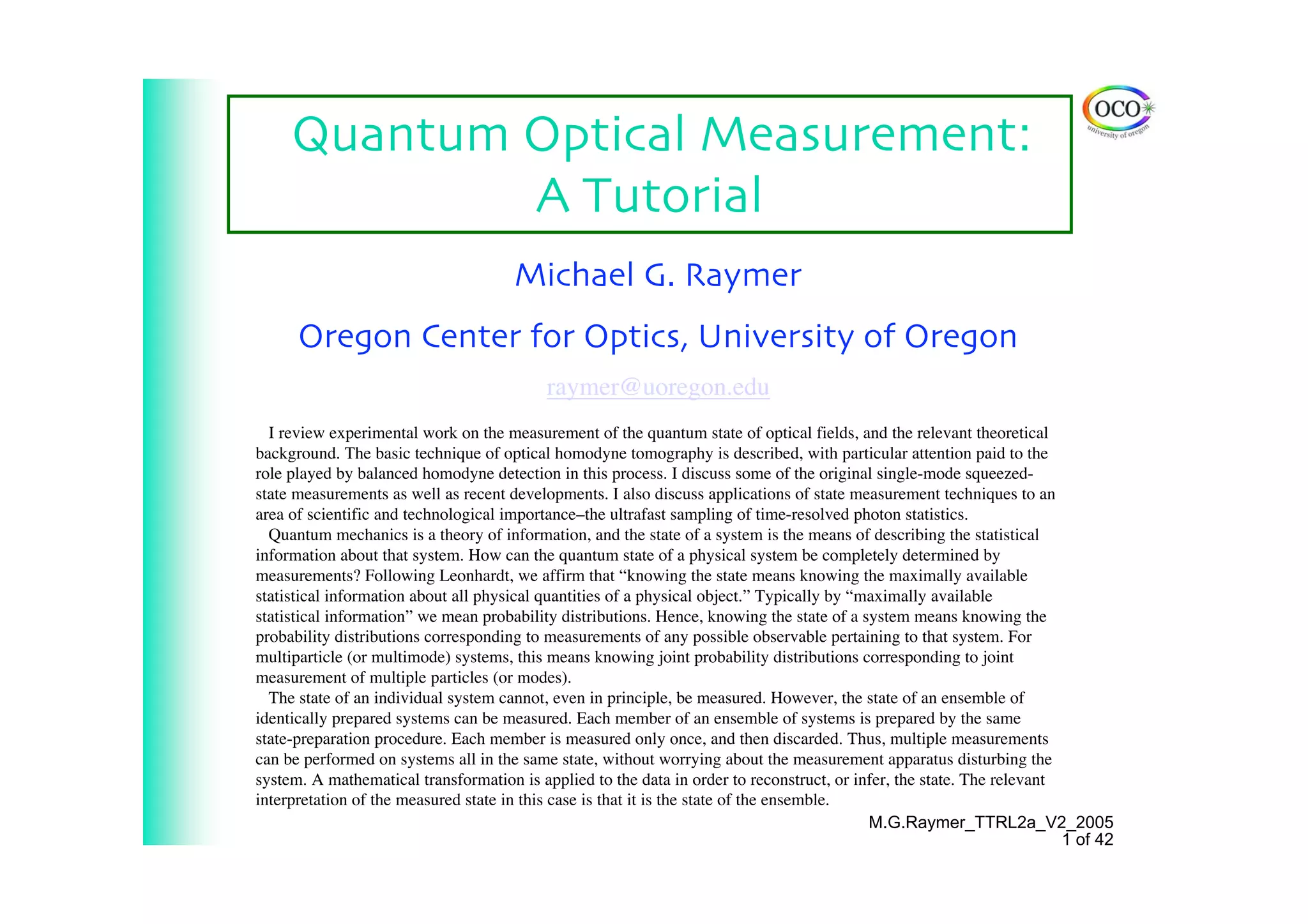 Quantum optical measurement | PPT