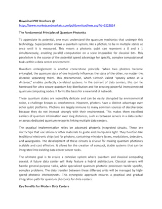 Quantum Photonics for Data Centers Size, Share & Industry Trends | PDF