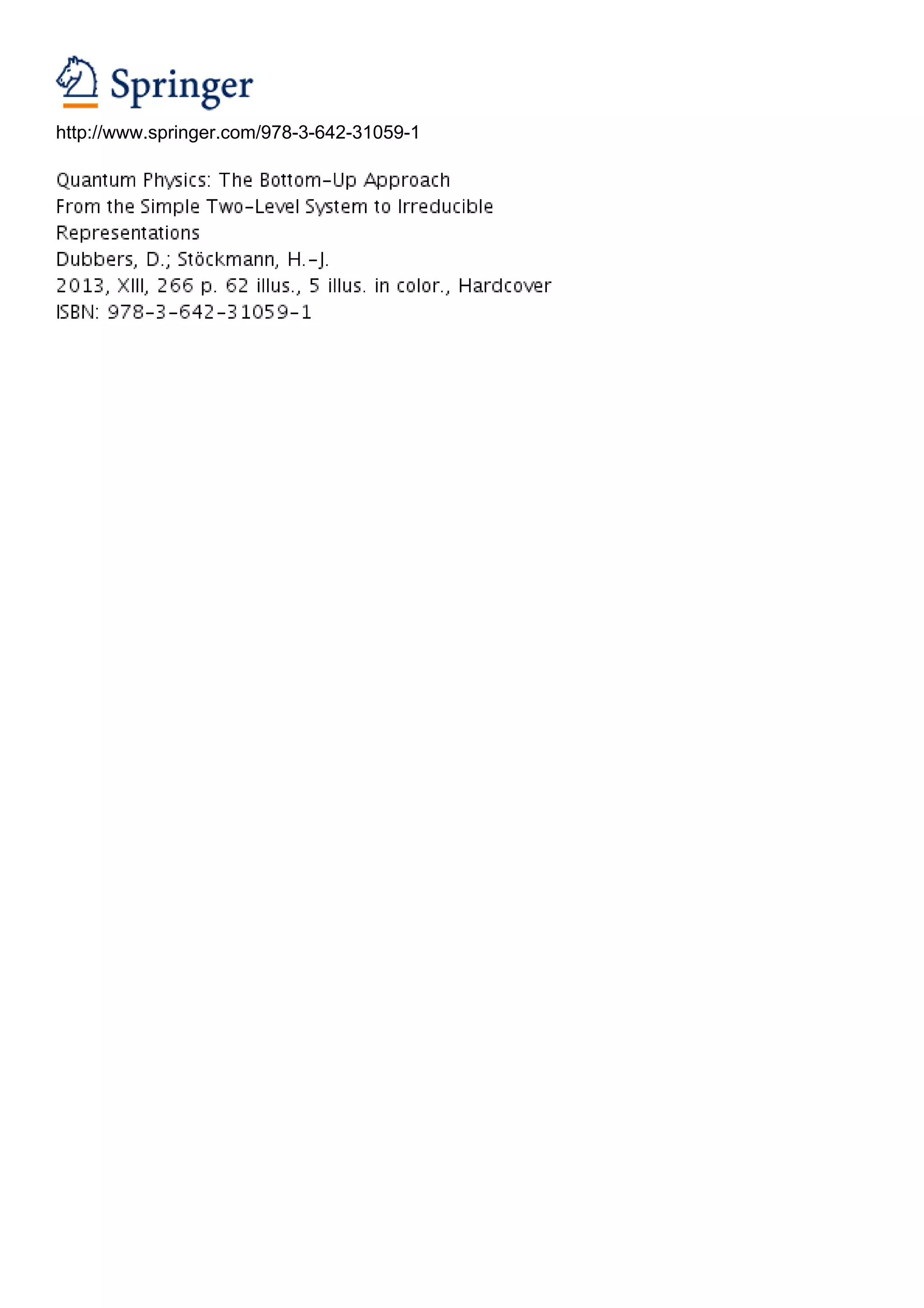 Quantum physics the bottom up approach | PDF