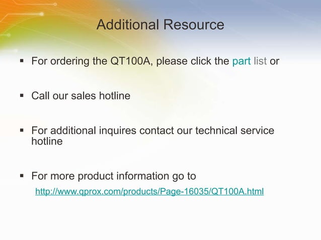 Introducing to QTouch™ Chip QT100A | PPT