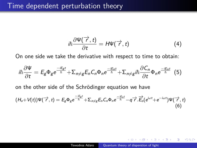 Quantum theory of dispersion of light ppt | PPT