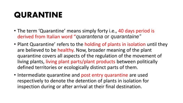 QUARANTINE AND POST-ENTRY QUARANTINE.pdf | Infectious Diseases ...