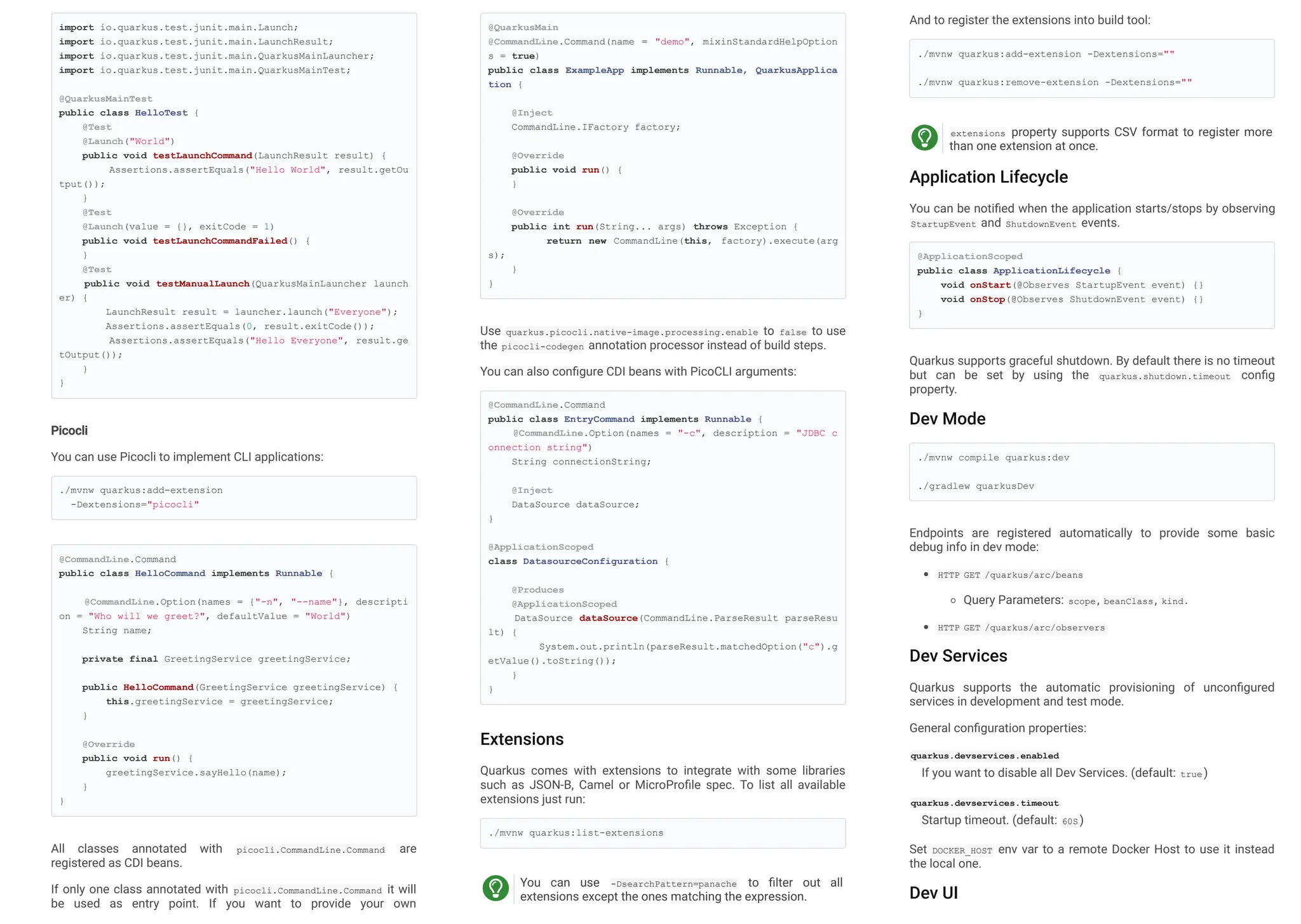 Quarkus Annonation And Commands Cheat Sheet Pdf Programming Languages Computing
