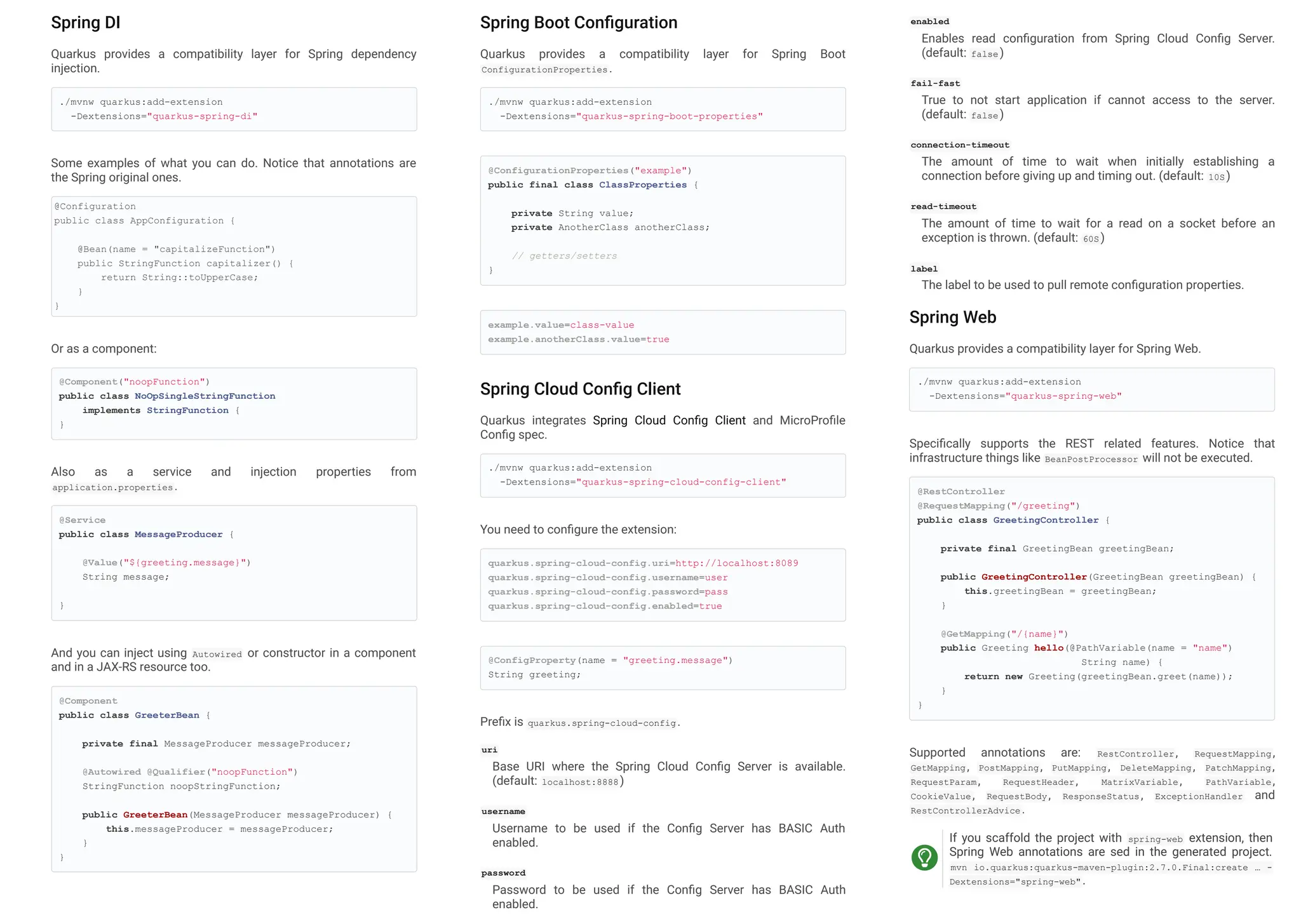 Quarkus Annonation and Commands Cheat Sheet | PDF