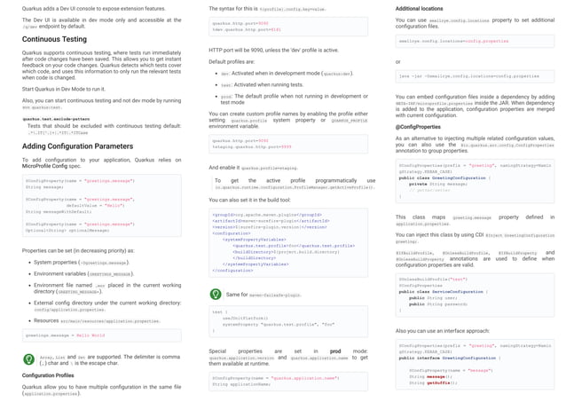Quarkus Annonation and Commands Cheat Sheet | PPT