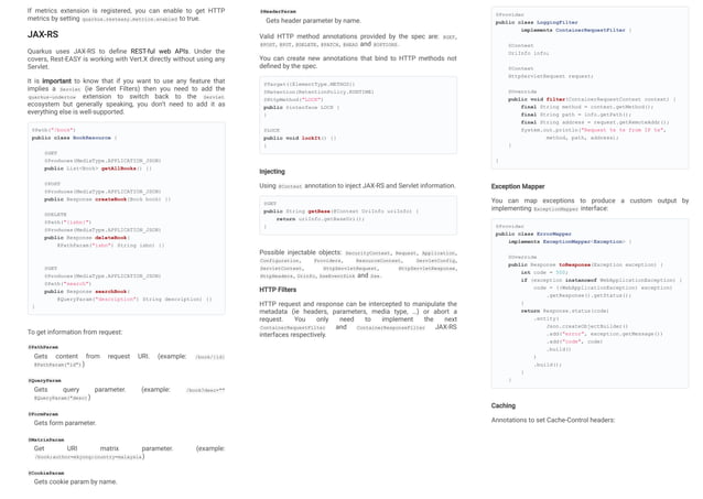 Quarkus Annonation and Commands Cheat Sheet | PPT