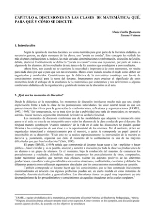 Quarranta wolman discusiones en la clase de matematica | PDF