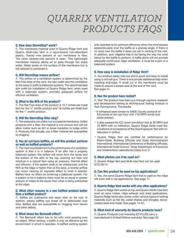 Quarrix Roofing Ventilation Product Guide | PDF