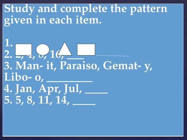 quarter 1- week 1 Mathematics 10- Generate Patterns | PPTX | Science