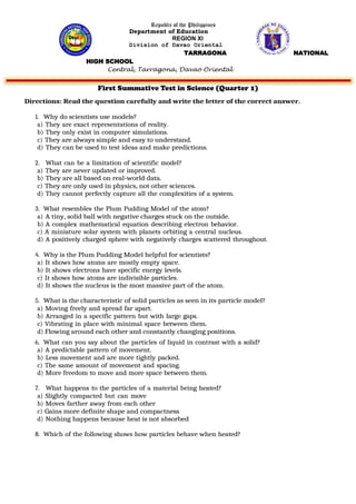 quarter 1 first summative test in science.docx