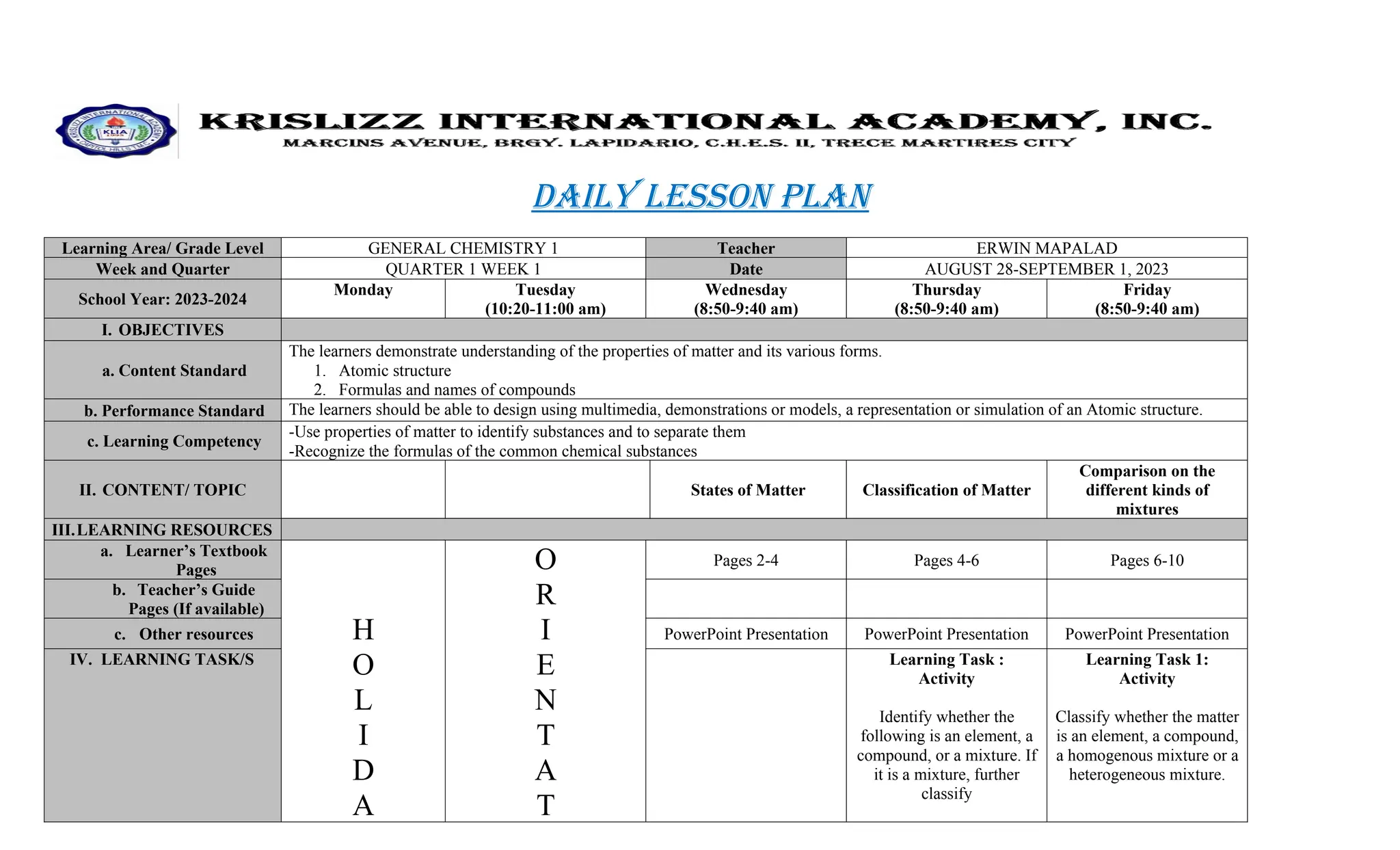 Quarter 1 Week 1.General Chemistry 1.docx