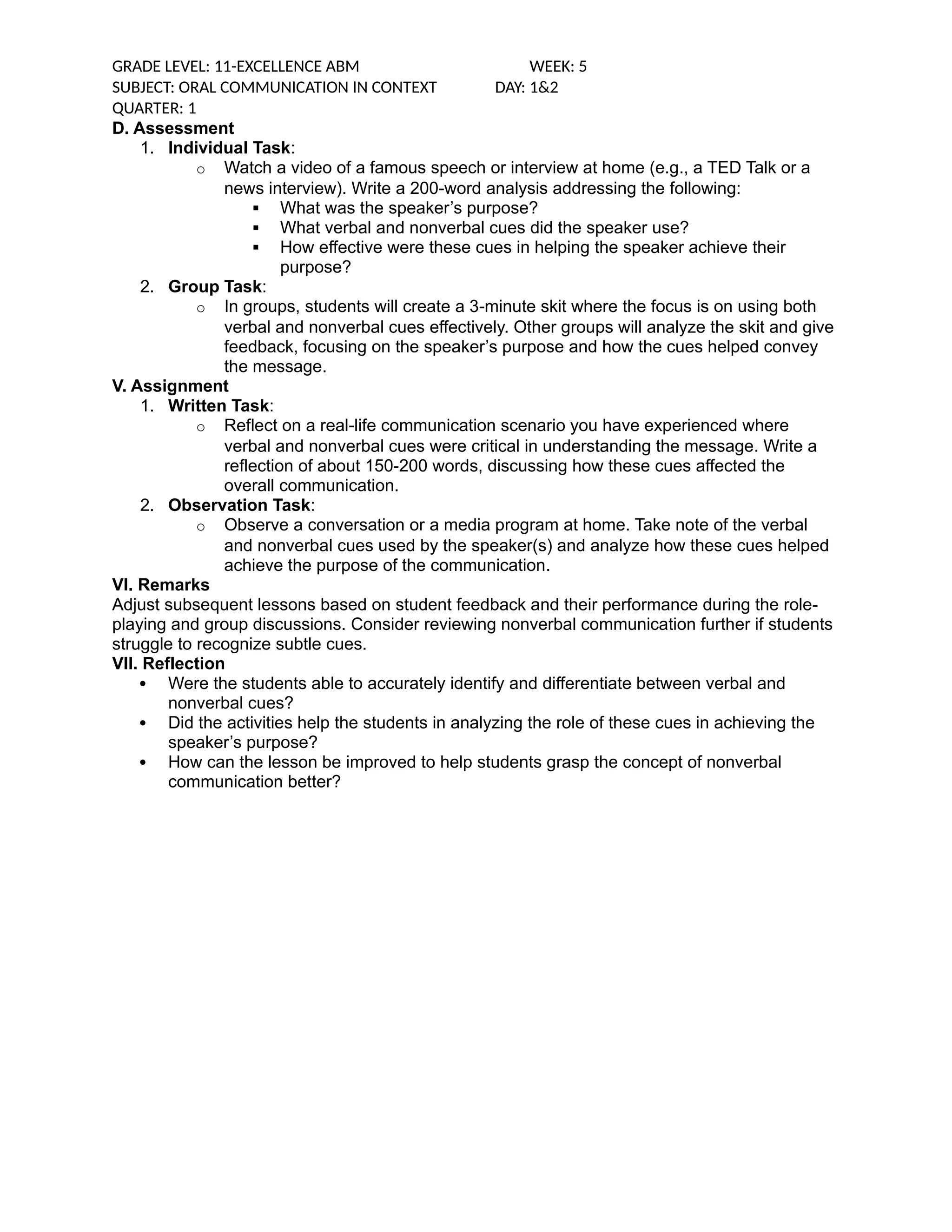 QUARTER 1 WEEK 5 ORAL COMMUNICATION IN CONTEXT | DOCX