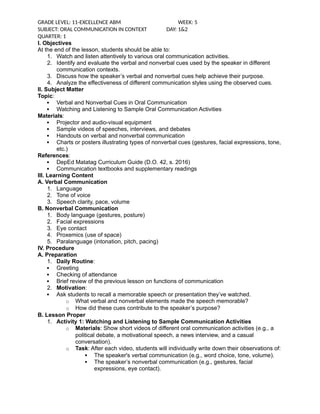 QUARTER 1 WEEK 5 ORAL COMMUNICATION IN CONTEXT | DOCX